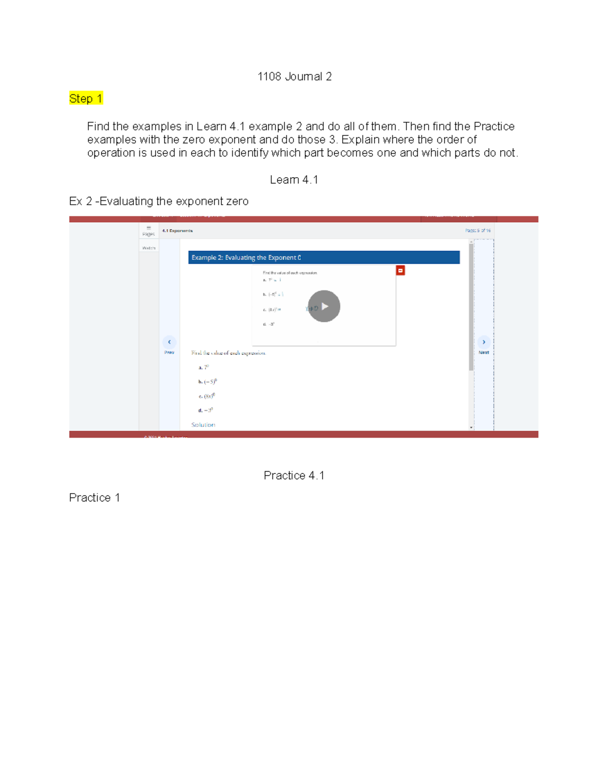 1108 Journal 2 - 1108 Journal 2 Step 1 Find the examples in Learn 4 ...