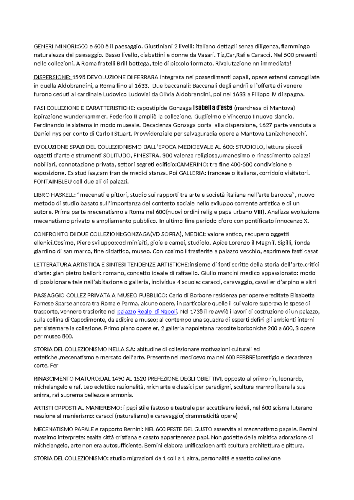 Esame storia dell'arte - GENERI MINORI:500 e 600 è il paesaggio ...