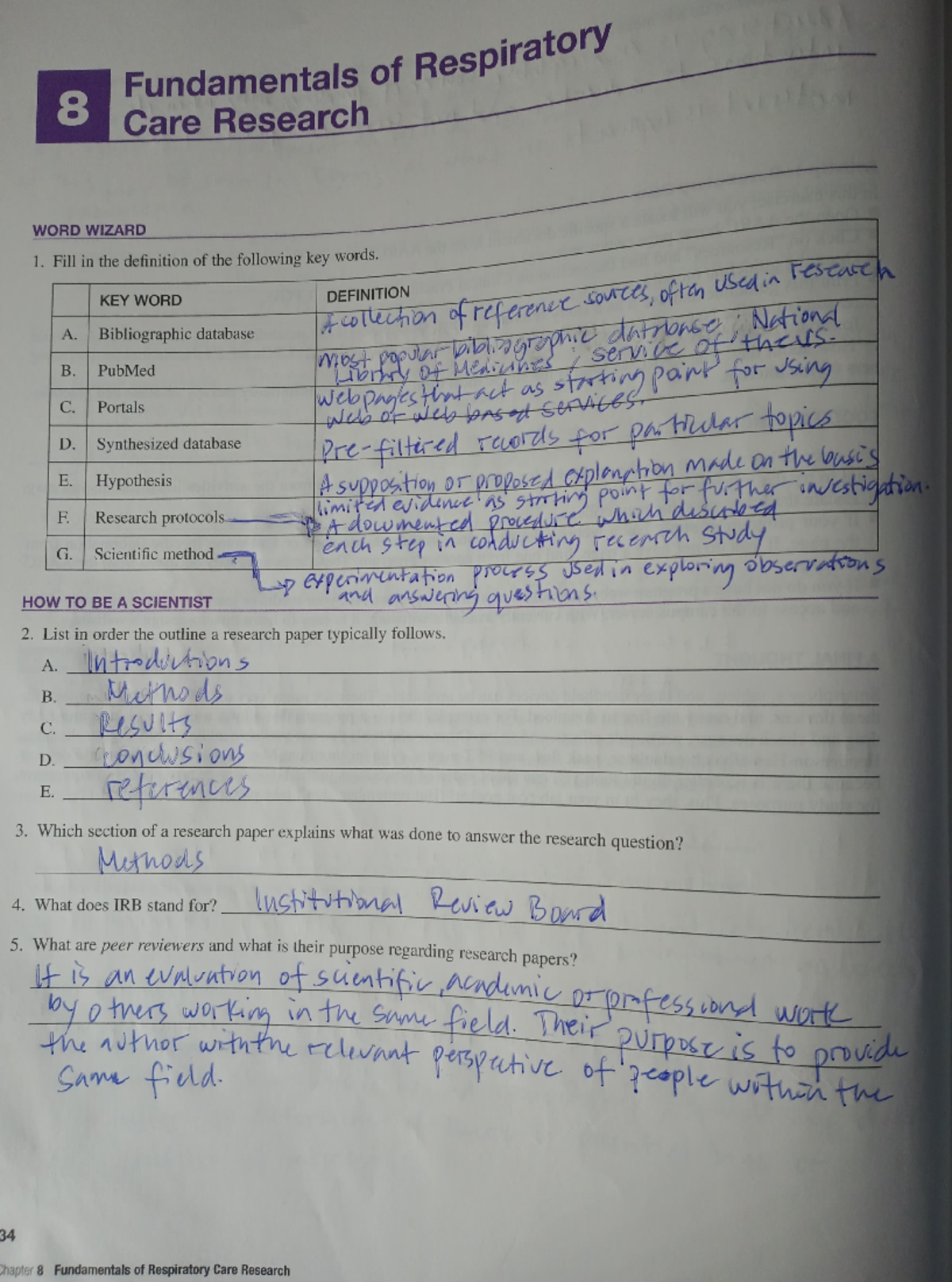 Egan chapter 8-RTT 217 - Homework - undamentals of Respiratory 8 Care ...