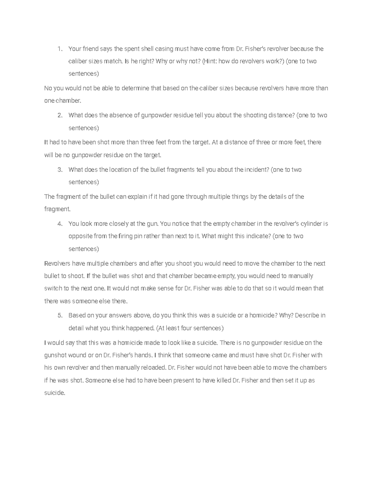 Unit 5 Activity - Your friend says the spent shell casing must have ...