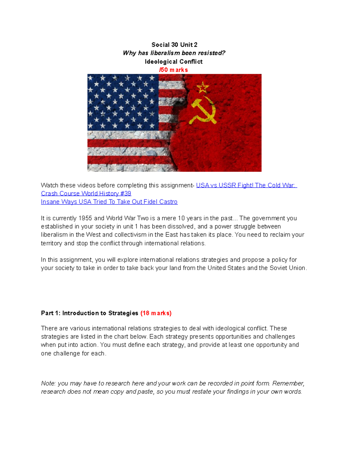 Strategies to Resolve Ideological Conflict in the Cold War - Studocu