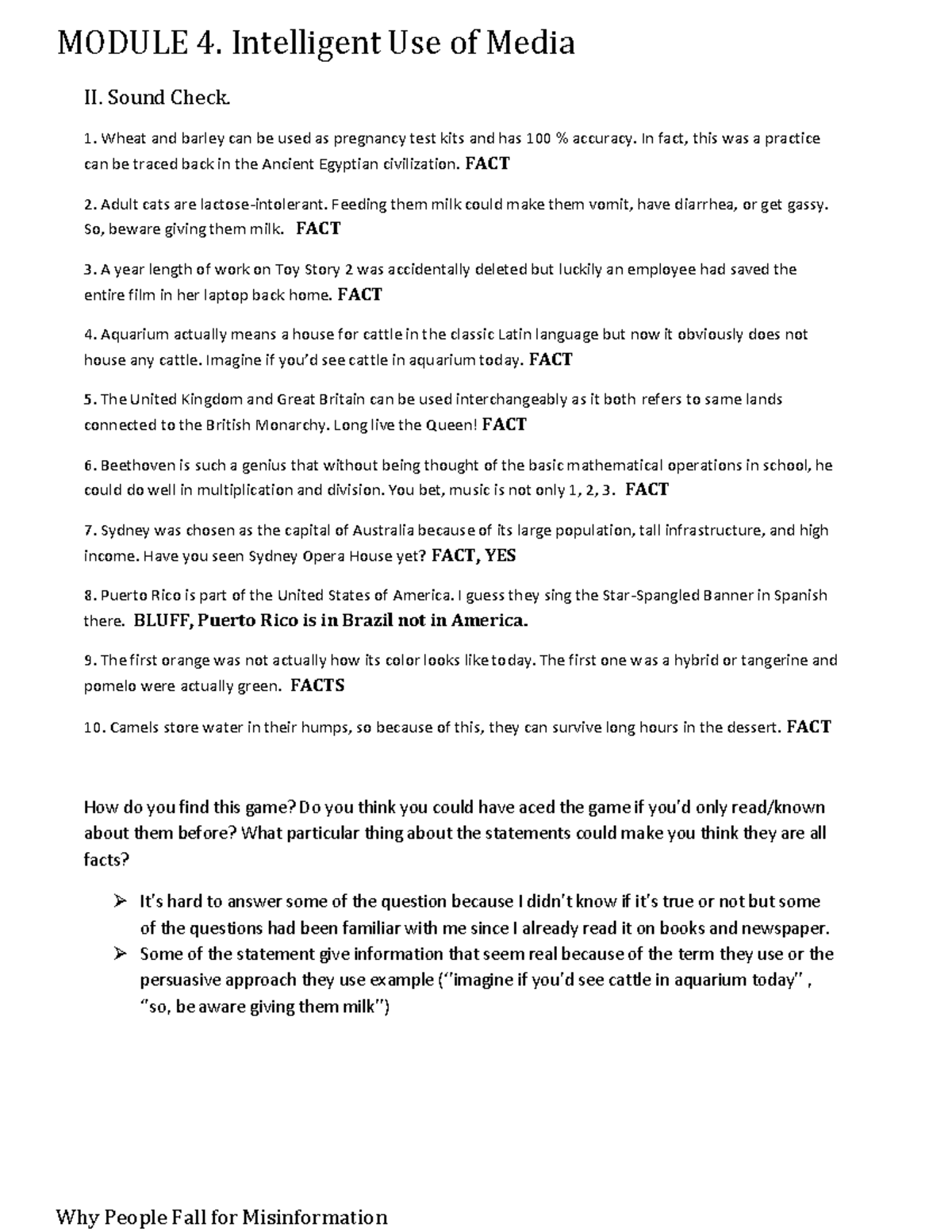 Mil 4 - Key answers for modules - MODULE 4. Intelligent Use of Media II ...