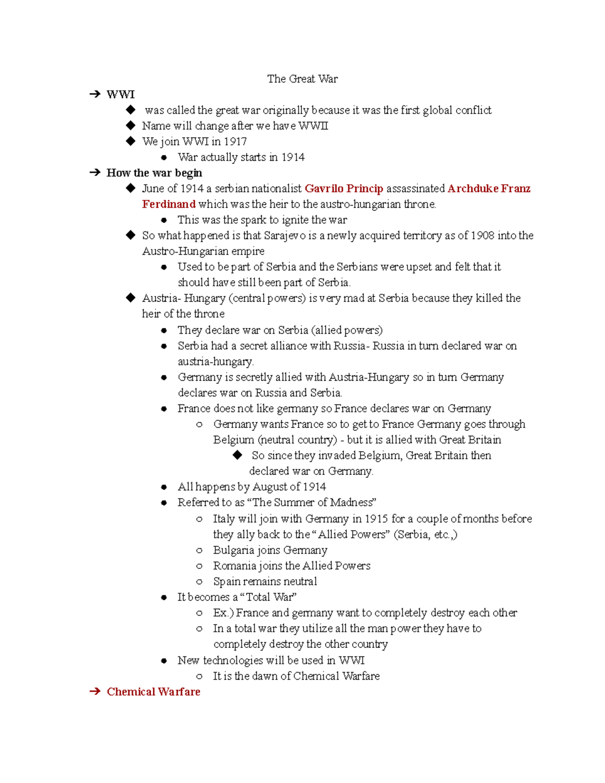 The Great War - US History - The Great War WWI was called the great war ...