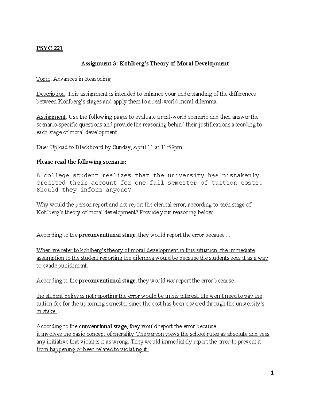 Assignment 3 - psychology homework 3 solutions - PSYC 221 Assignment 3 ...