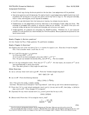 Tutorial 01 - Numerical methods - TW876 (Numerical Methods) Tutorial ...