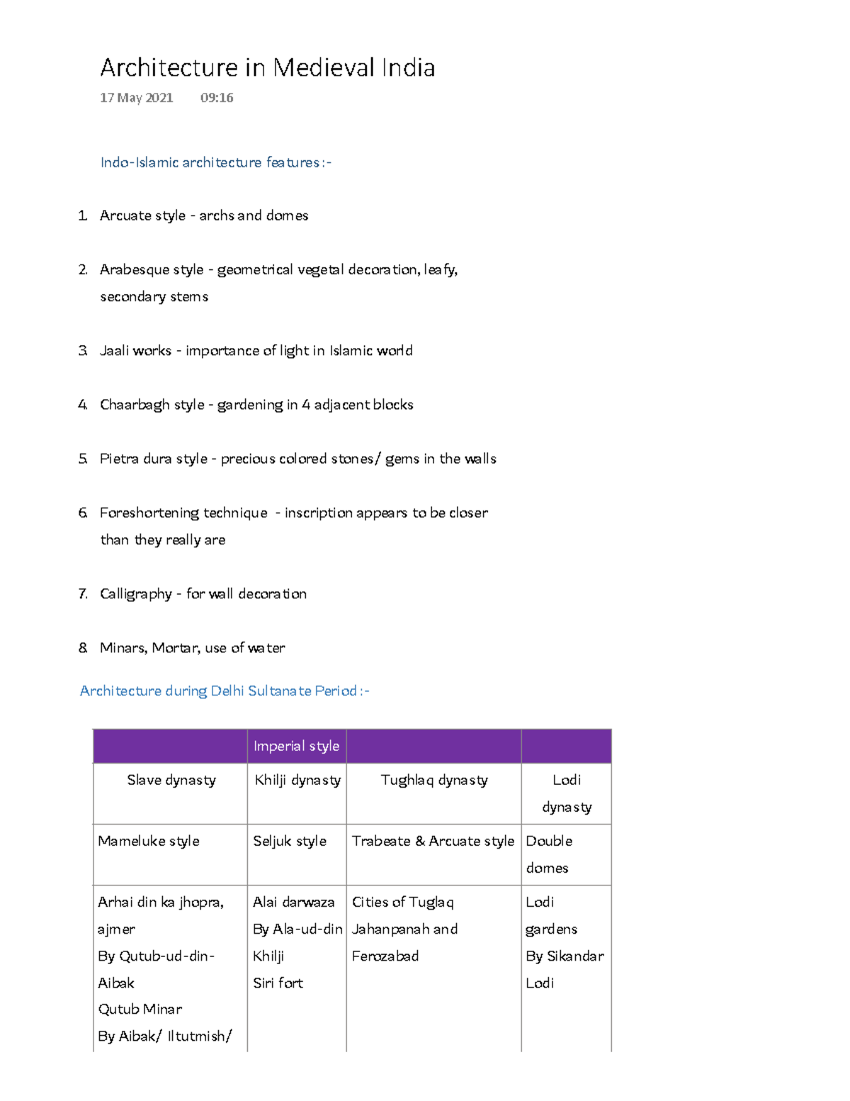 Architecture in Medieval India - Indo-Islamic architecture features ...