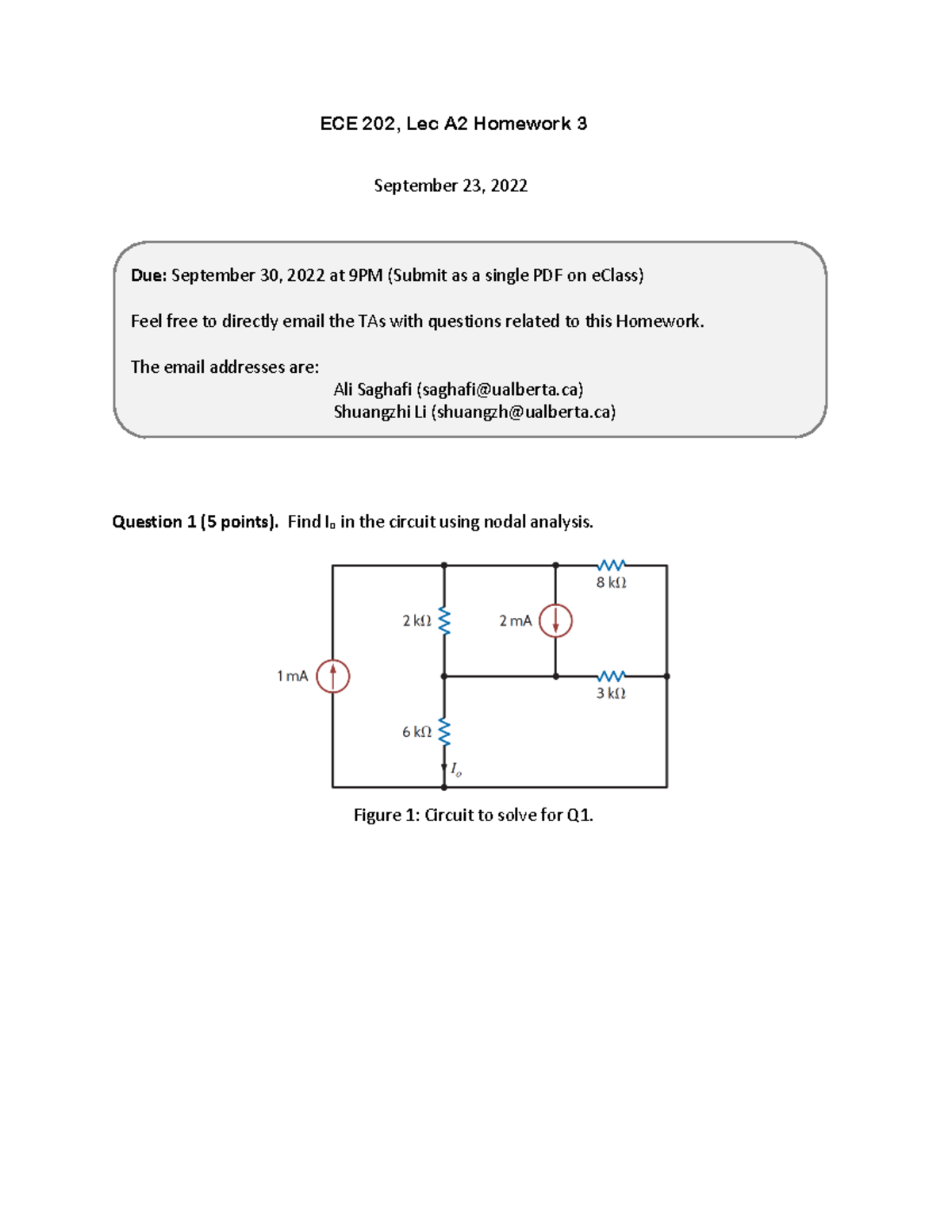 HW3 - ECE Homework - ECE 202, Lec A2 Homework 3 September 23, 2022 ...