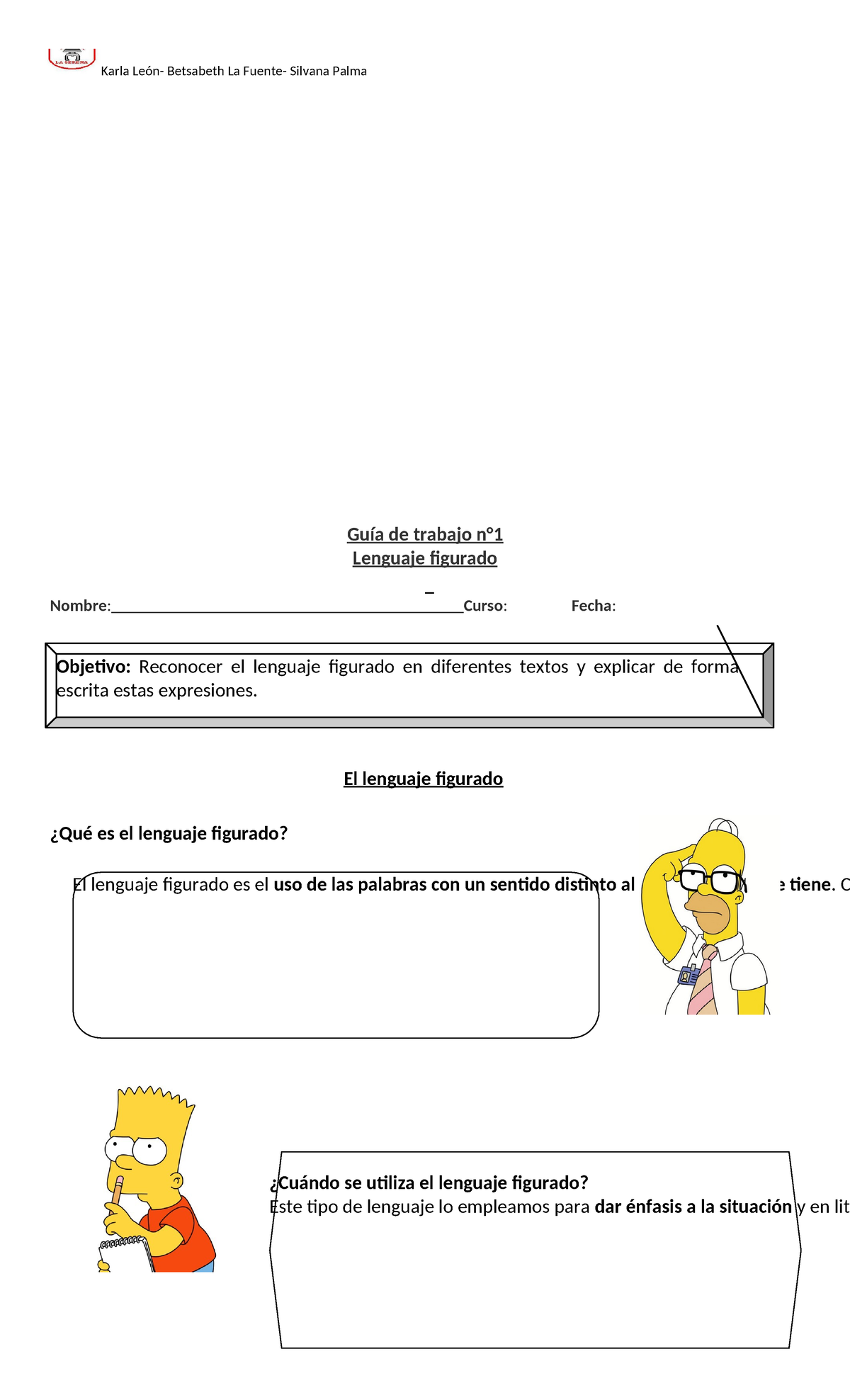 7° Básico Lenguaje guía lenguaje figurado - Objetivo: Reconocer el ...