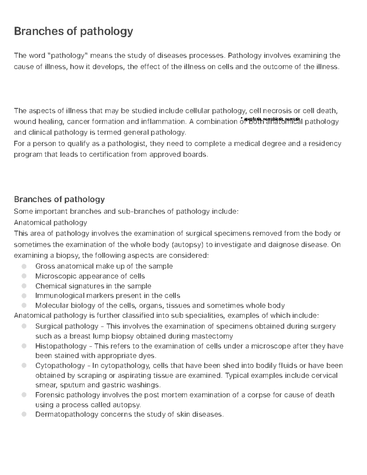 Branches of pathology - Branches of pathology The word "pathology ...