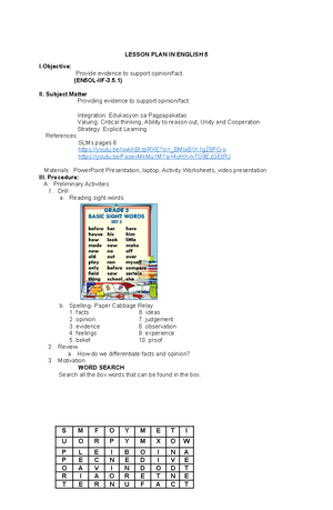 LP-5-Identifying cause and effect relationship - LESSON PLAN IN ENGLISH ...