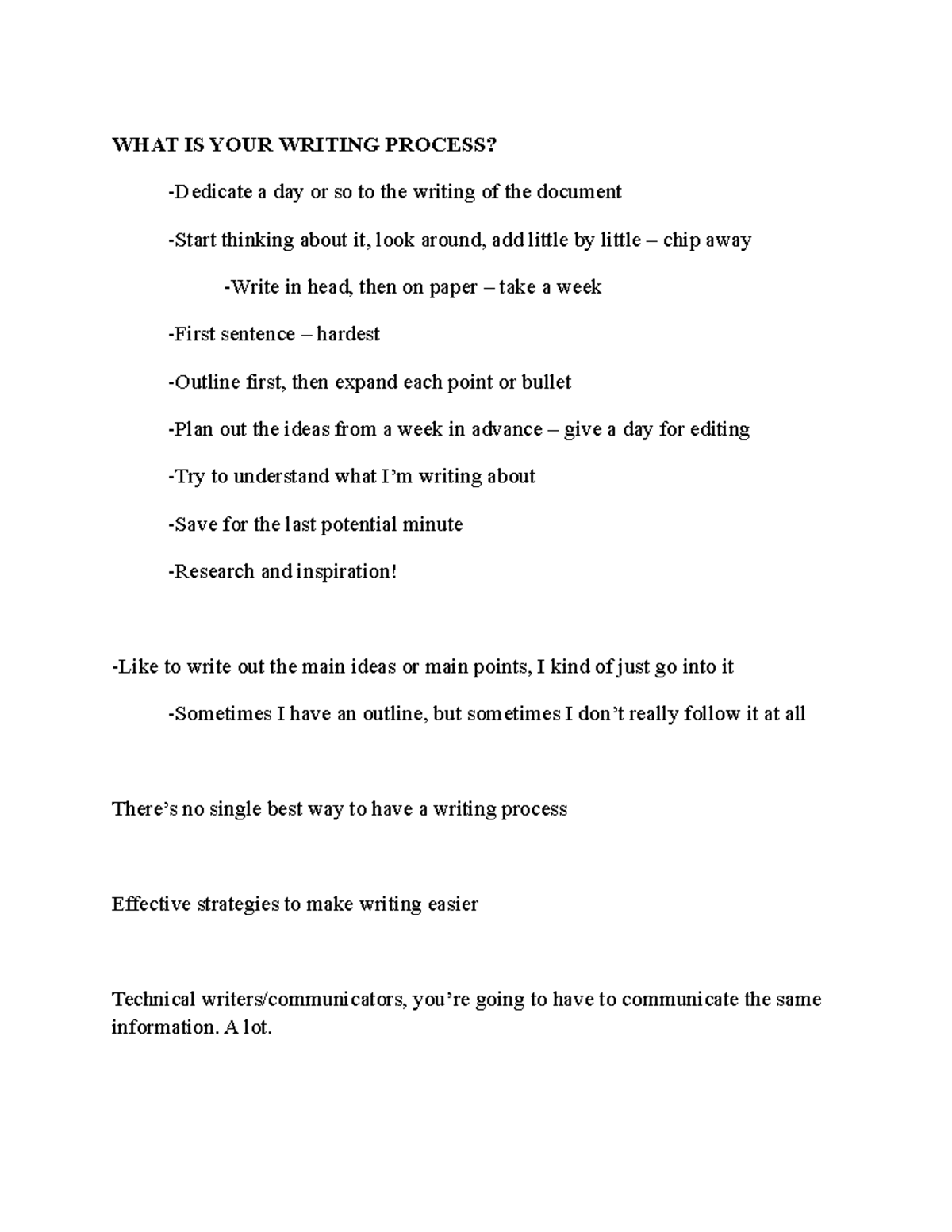 Writing Process - WHAT IS YOUR WRITING PROCESS? -Dedicate a day or so ...