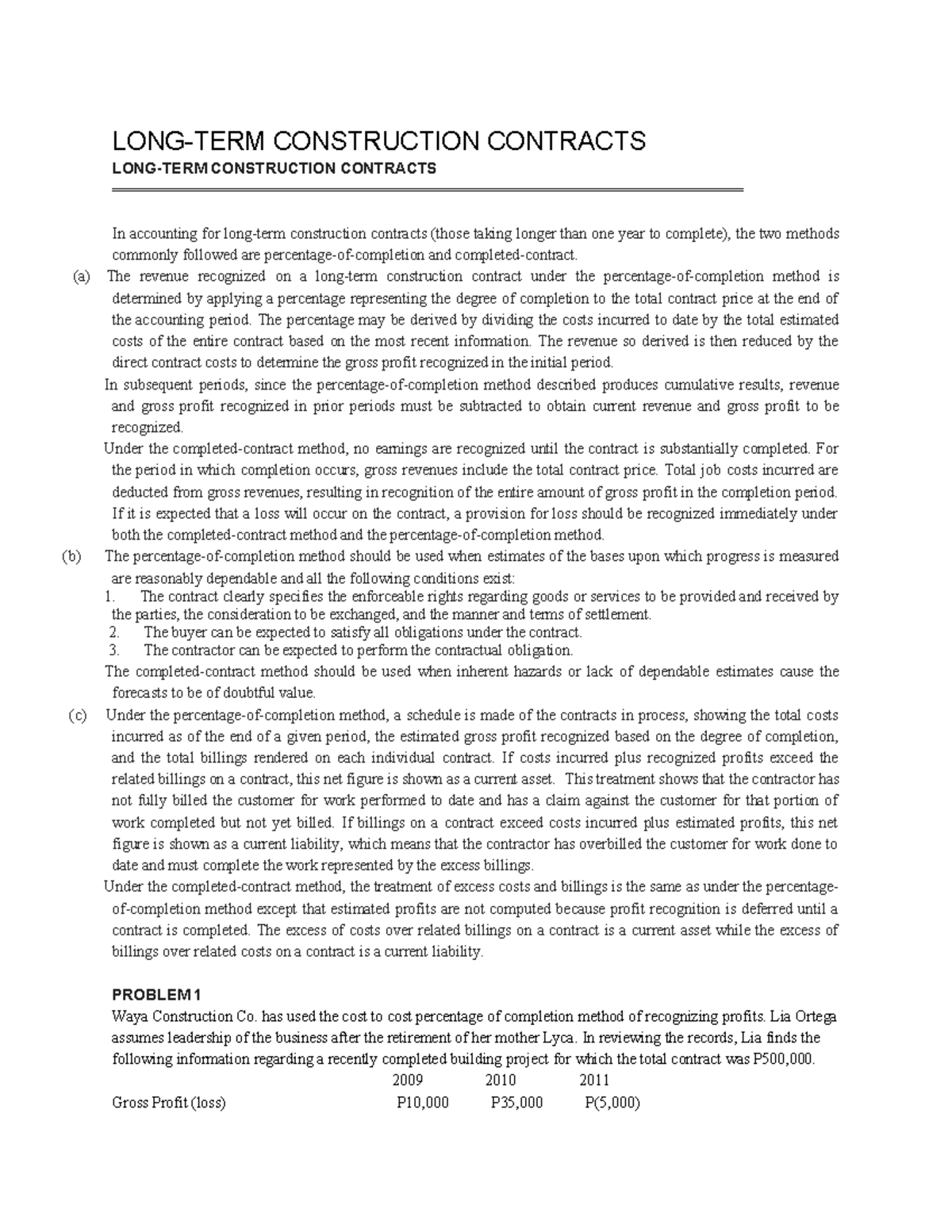 LONG-TERM Construction Contracts - LONG-TERM CONSTRUCTION CONTRACTS ...