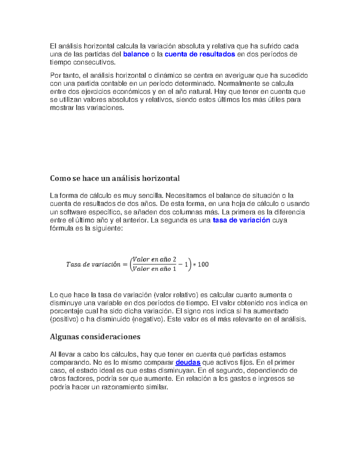 Analisis vertical y horizontal - El análisis horizontal calcula la ...