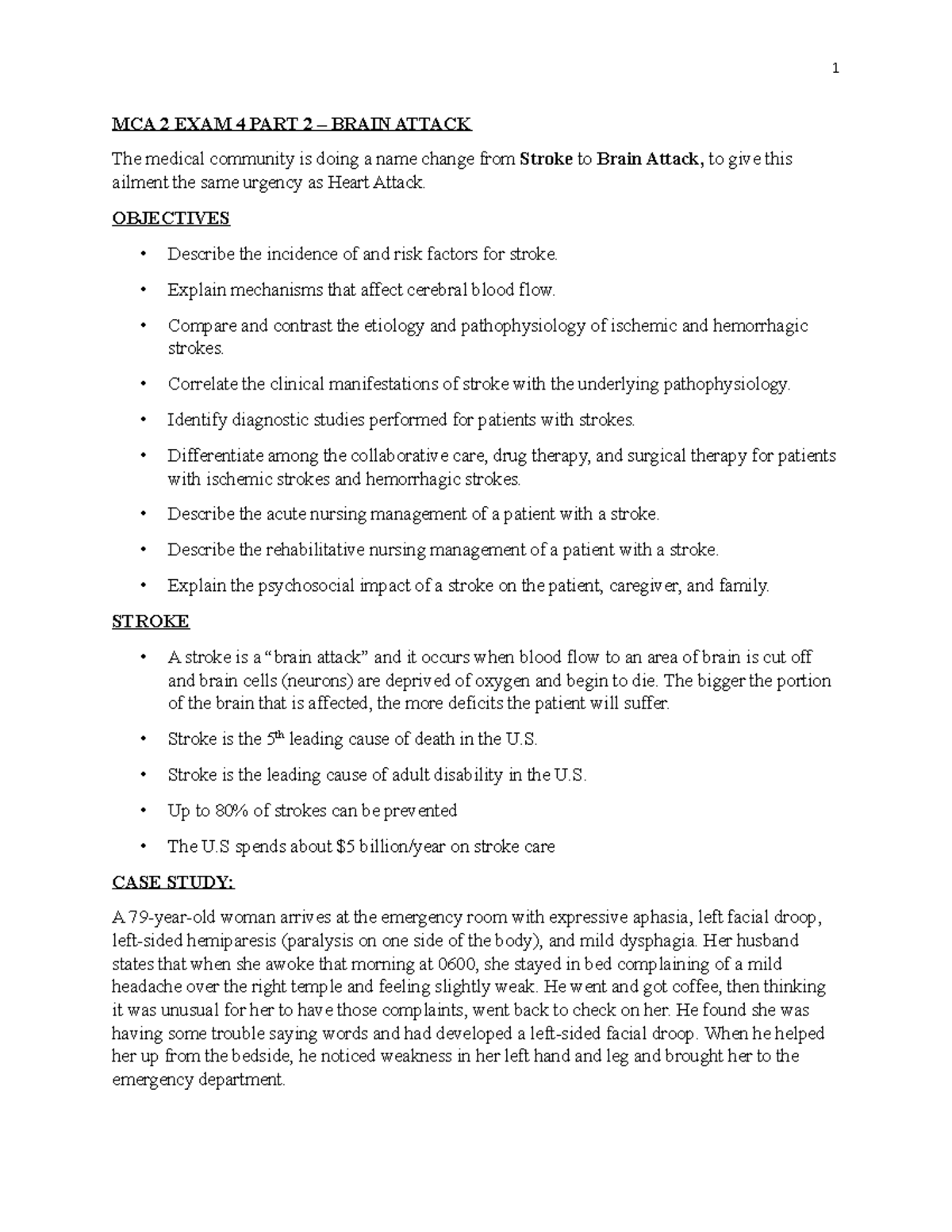 MCA 2 lecture notes for ABSN - Part 2 lecture notes for Exam #4 - MCA 2 ...