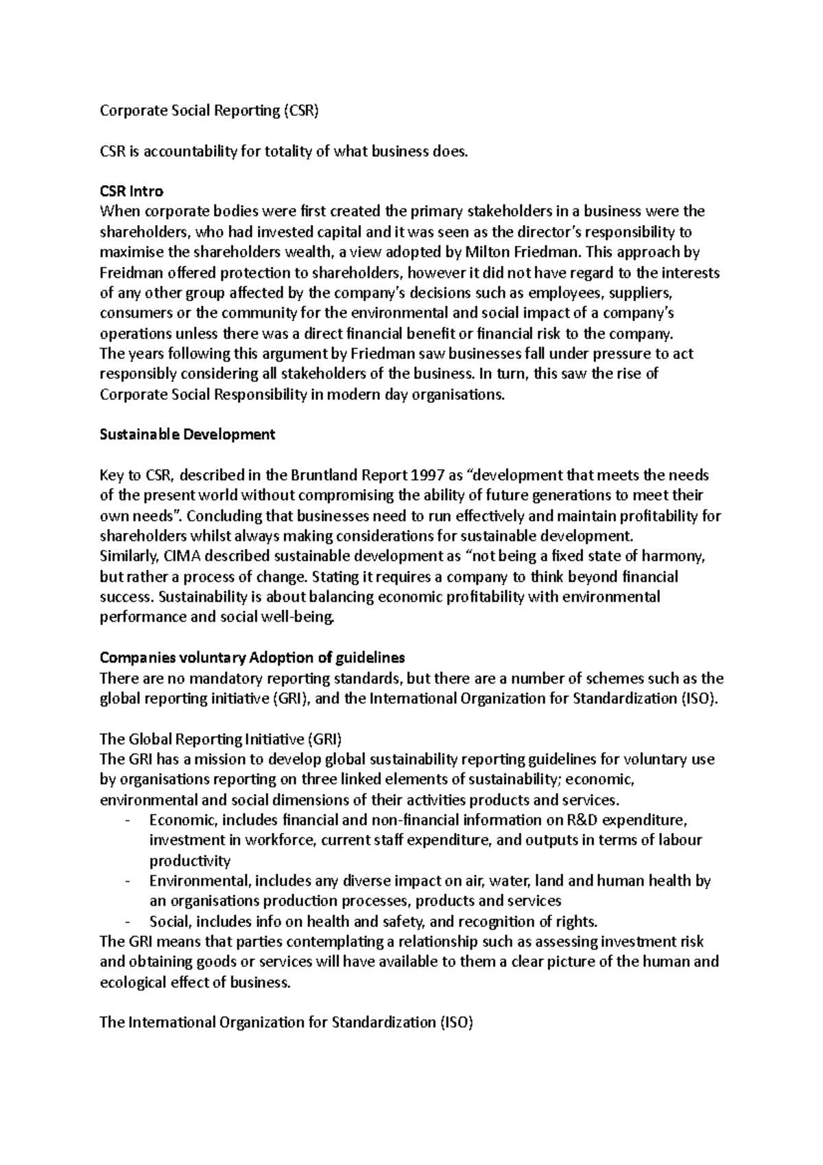 Corporate Social Reporting Essay Notes - Corporate Social Reporting ...