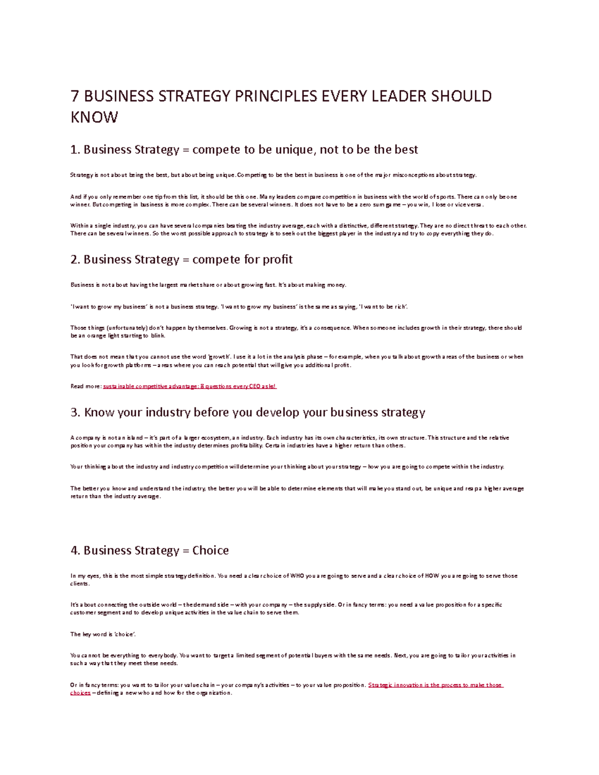 The Business Strategy - 7 BUSINESS STRATEGY PRINCIPLES EVERY LEADER ...