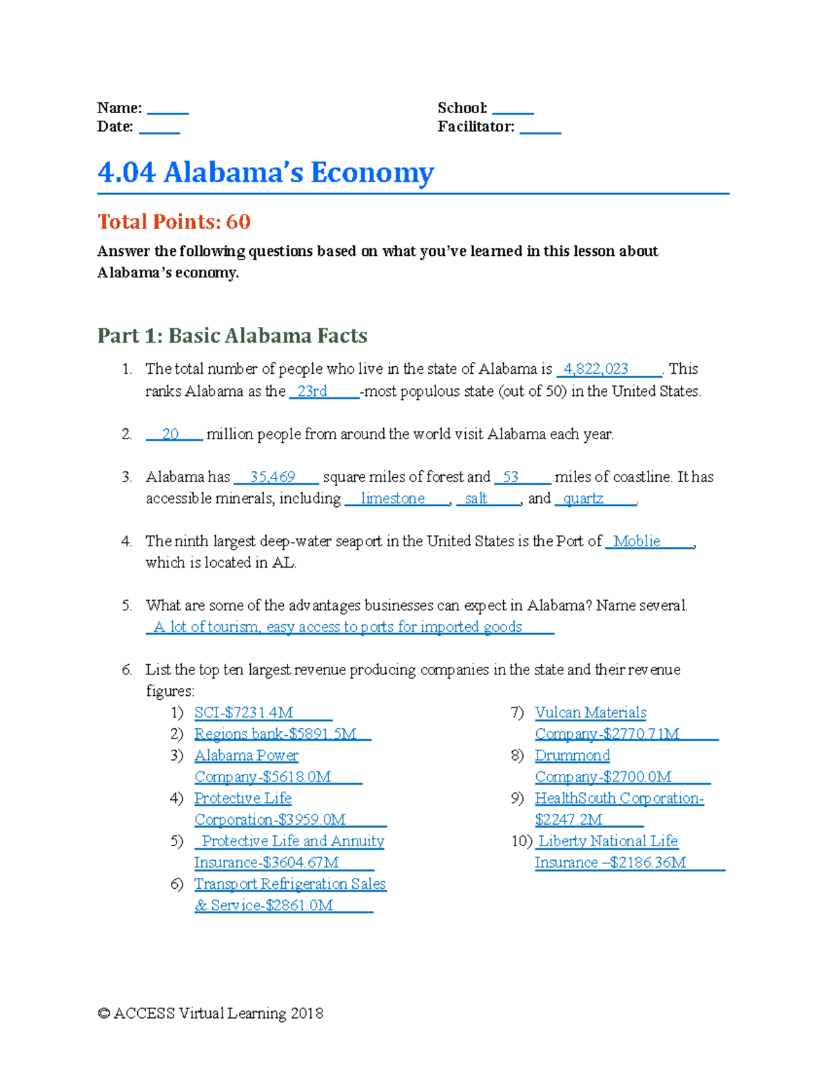 04-04 task1 - Alabama's Economy - Name: Date: School: Facilitator: 4 ...