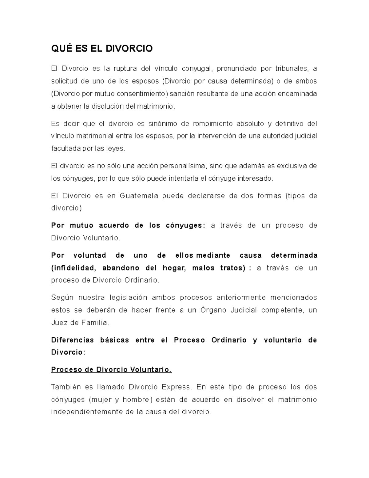 QUÉ ES EL Divorcio - QUÉ ES EL DIVORCIO El Divorcio es la ruptura del ...