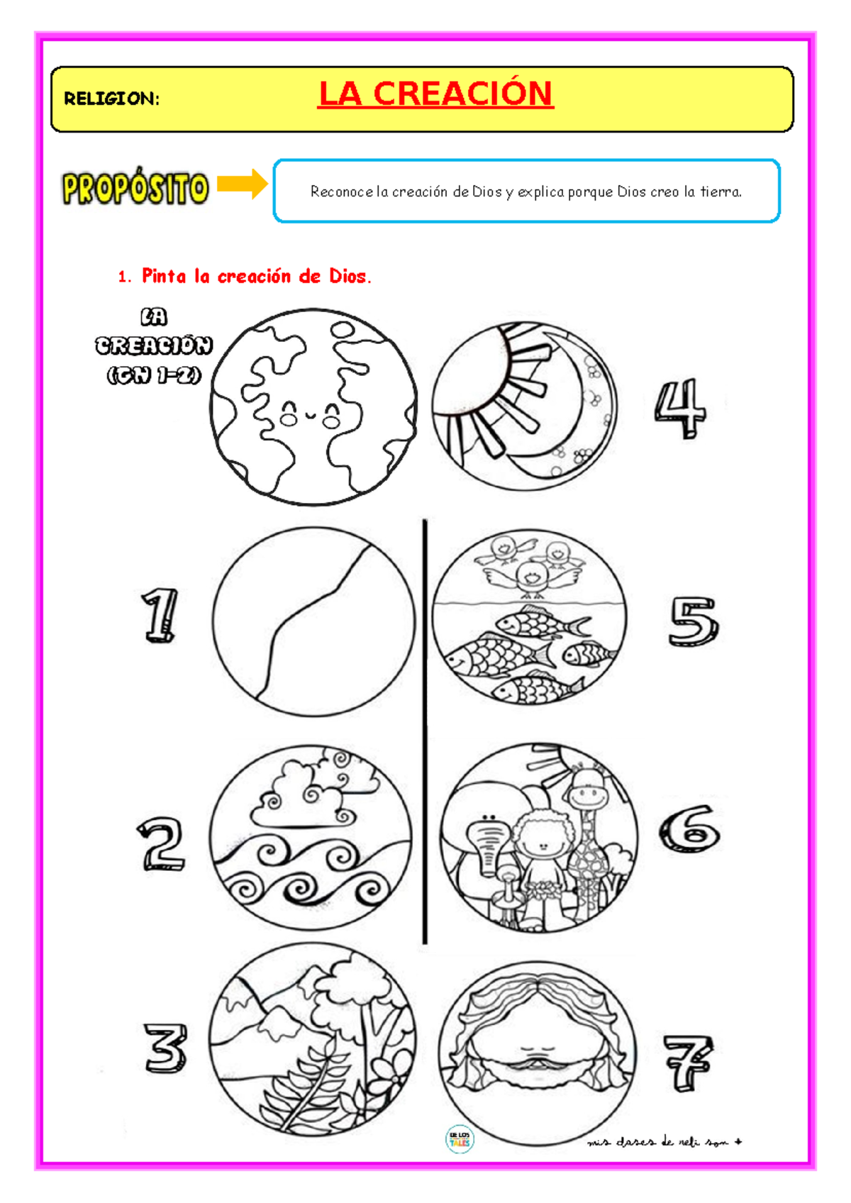 La creacion de Dios - 1. Pinta la creación de Dios. Reconoce la creación de Dios y explica ...