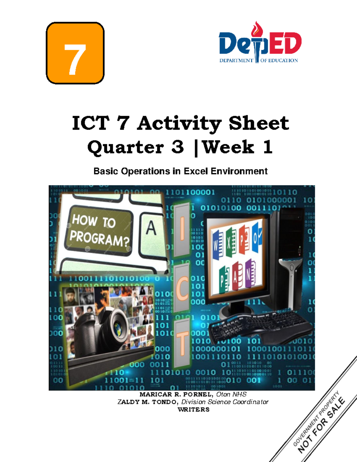 Q3-W1-ICT7 - Hhh - Basic Operations in Excel Environment ICT 7 Activity Sheet Quarter 3 |Week 1 ...