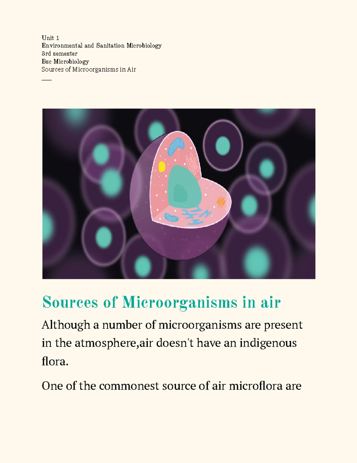 Source of microbes in air Unit1 environment Micro - Unit 1Environmental ...