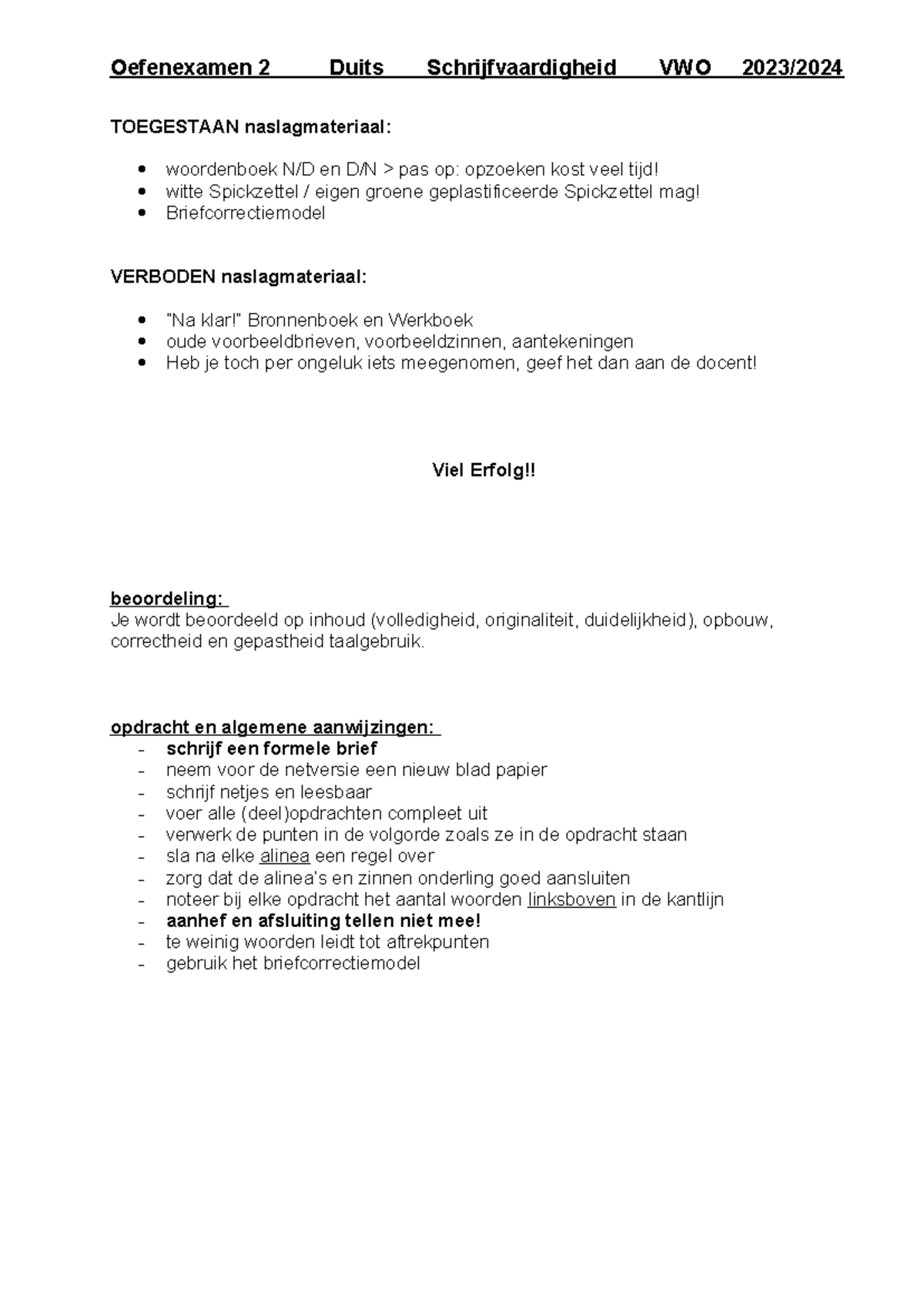 Oefenexamen schrijfvaardigheid 2 formele brief - Oefenexamen 2 Duits ...