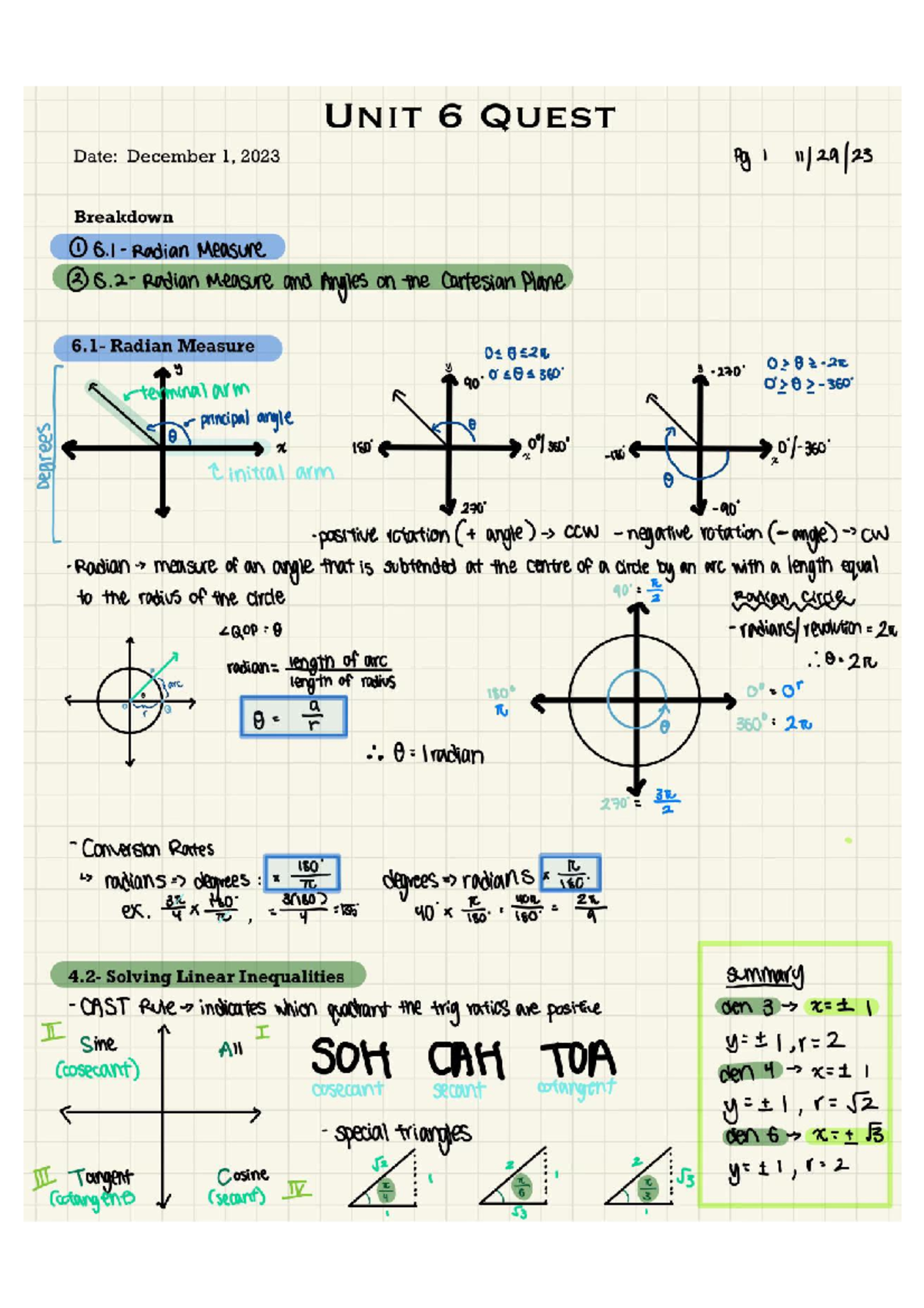 Math 12-27 - Notes for unit 6 quest - UNIT 6 QUEST Date: December 1 ...