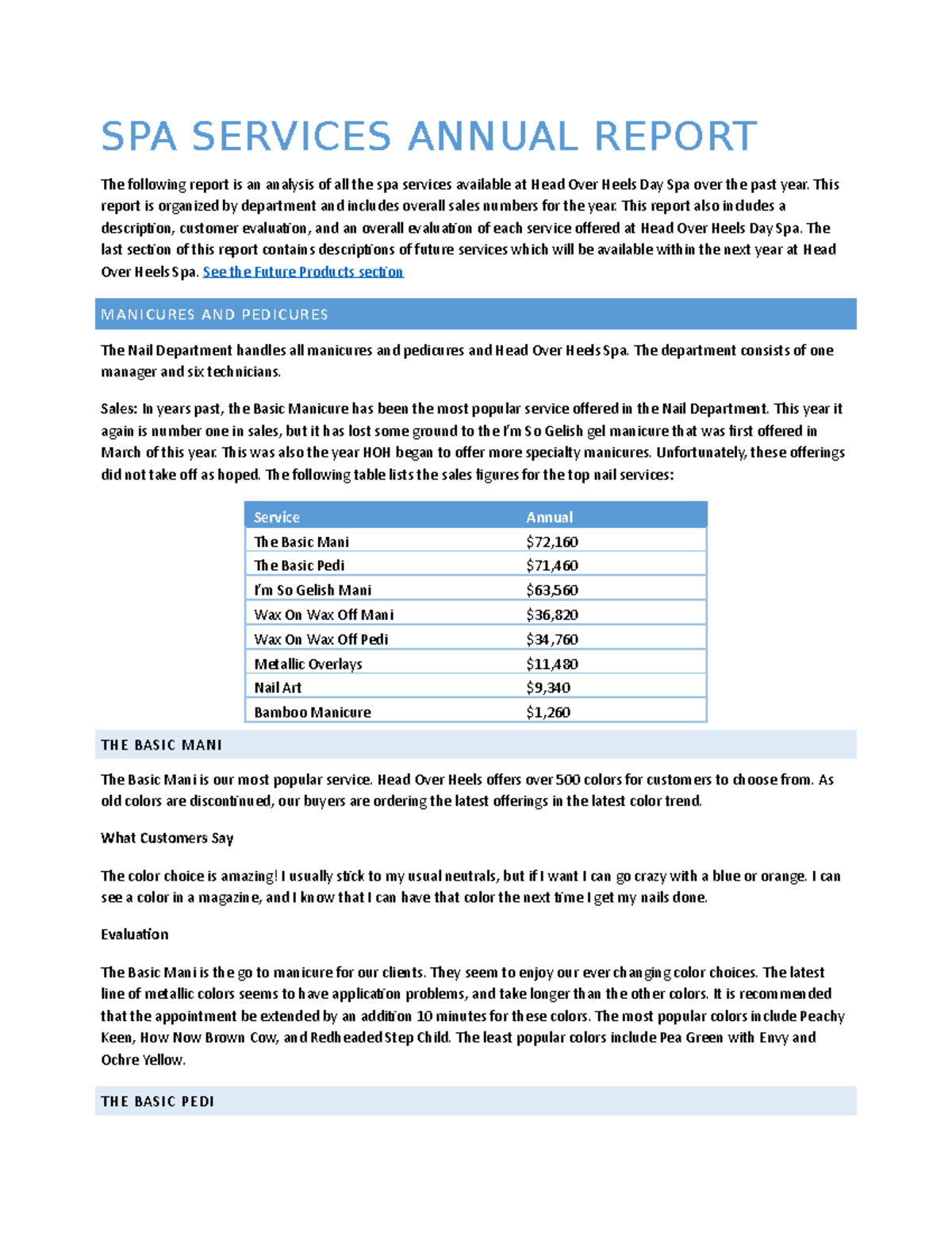 Wd3-15-Spa Product Report - SPA SERVICES ANNUAL REPORT The following ...