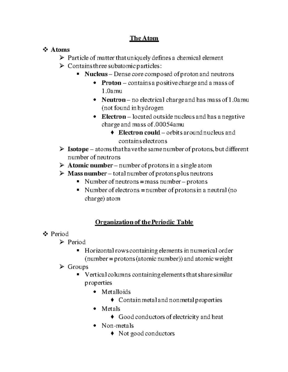 Chemistry Study Guide - The Atom Atoms Particle of matter that uniquely ...
