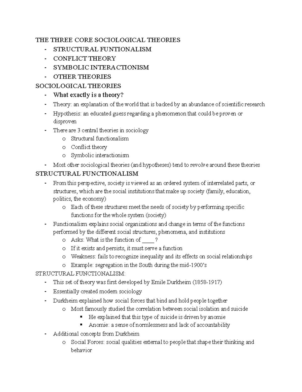 Sociological Theory 1 - THE THREE CORE SOCIOLOGICAL THEORIES ...