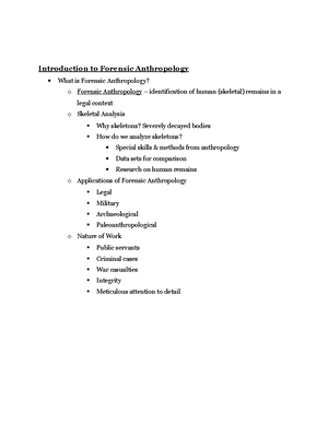 Forensic anthropology notes - ANT 258 - Studocu