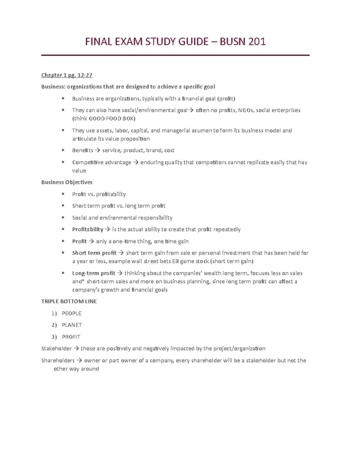 BUSN FINAL exam notes based off textbook - FINAL EXAM STUDY GUIDE ...