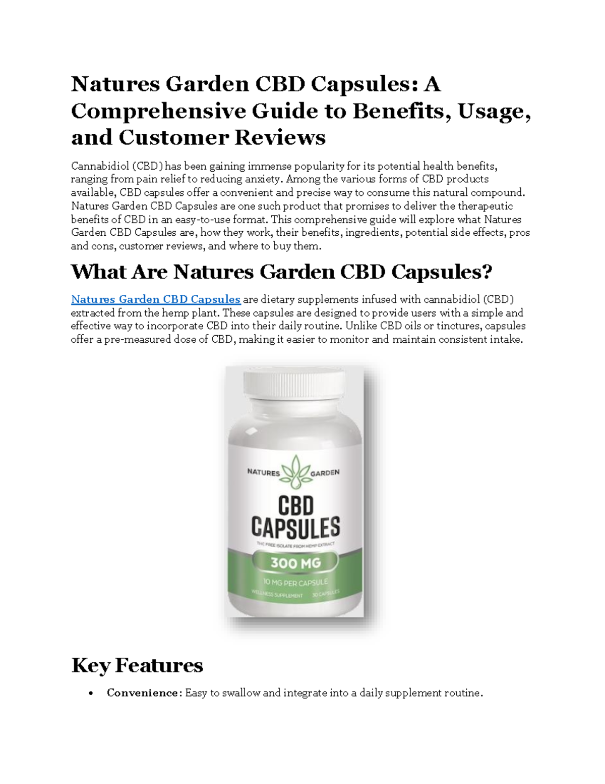 Natures Garden CBD Capsules - Among the various forms of CBD products ...