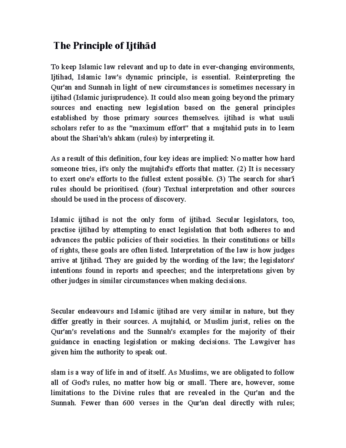 The Principle of Ijtihaad - The Principle of Ijtihād To keep Islamic ...