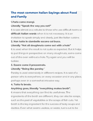 The most common Italian Sayings about Food and Family - The most common ...