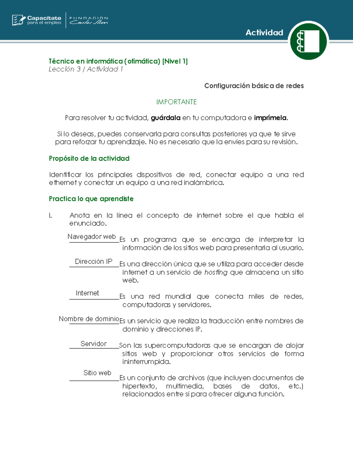 Leccion 3 - Tecnico en informatica - Actividad Técnico en informática ...