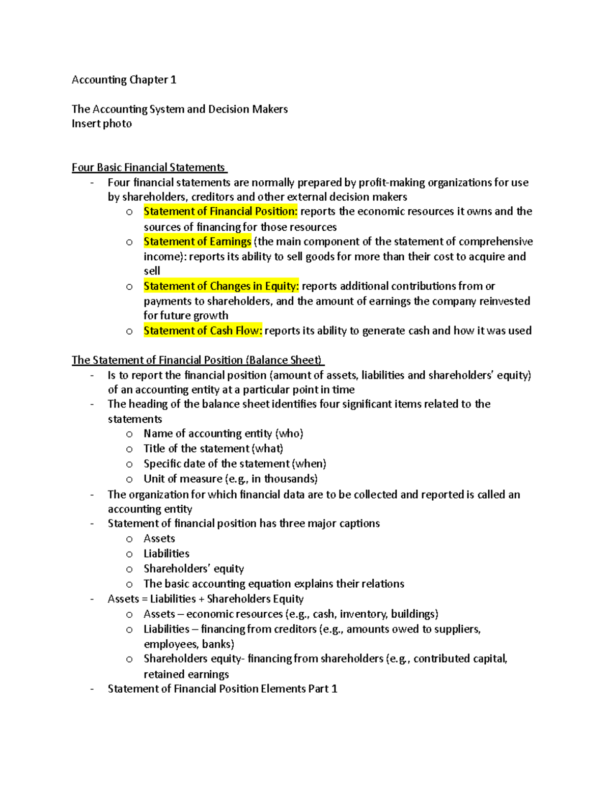 Accounting Notes - lecture note - Accounting Chapter 1 The Accounting ...