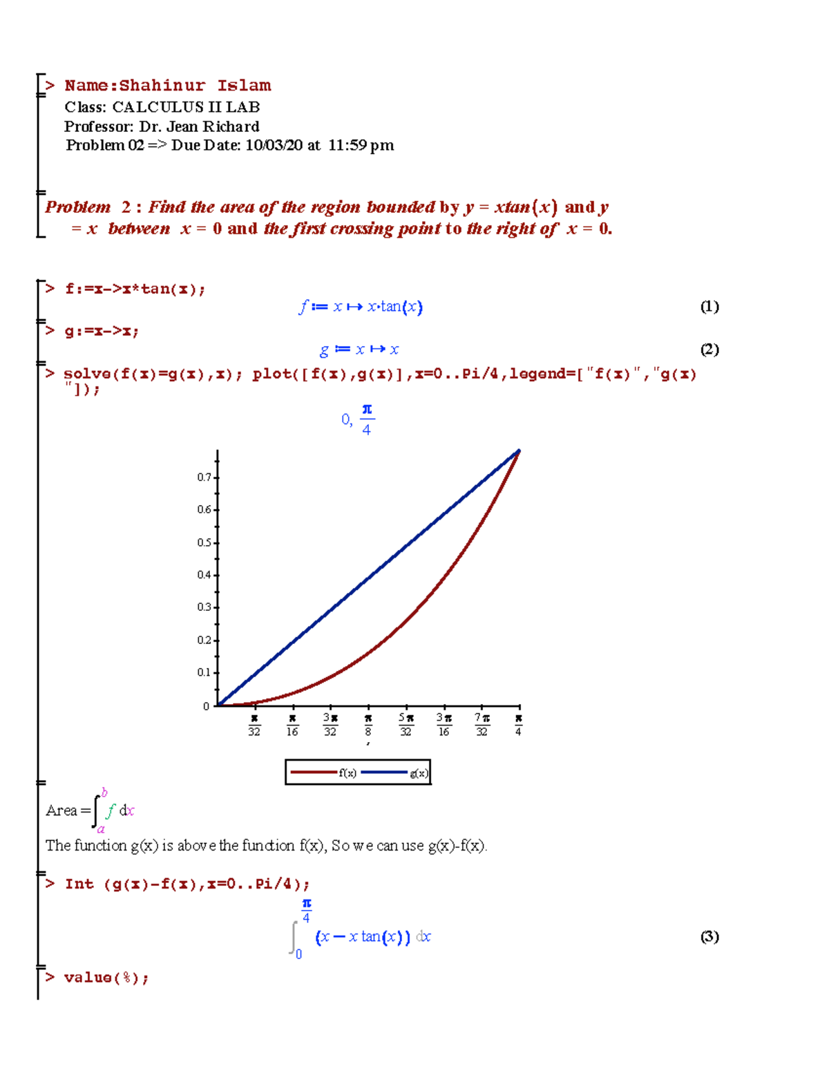 Lab(Problem#2) - This is a Maple lab assignment. The lab is about how ...