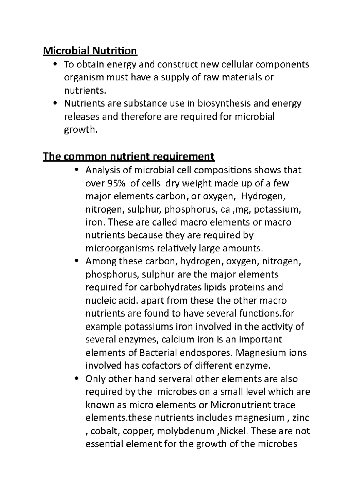 Microbial nutrition - Microbial Nutrition To obtain energy and ...