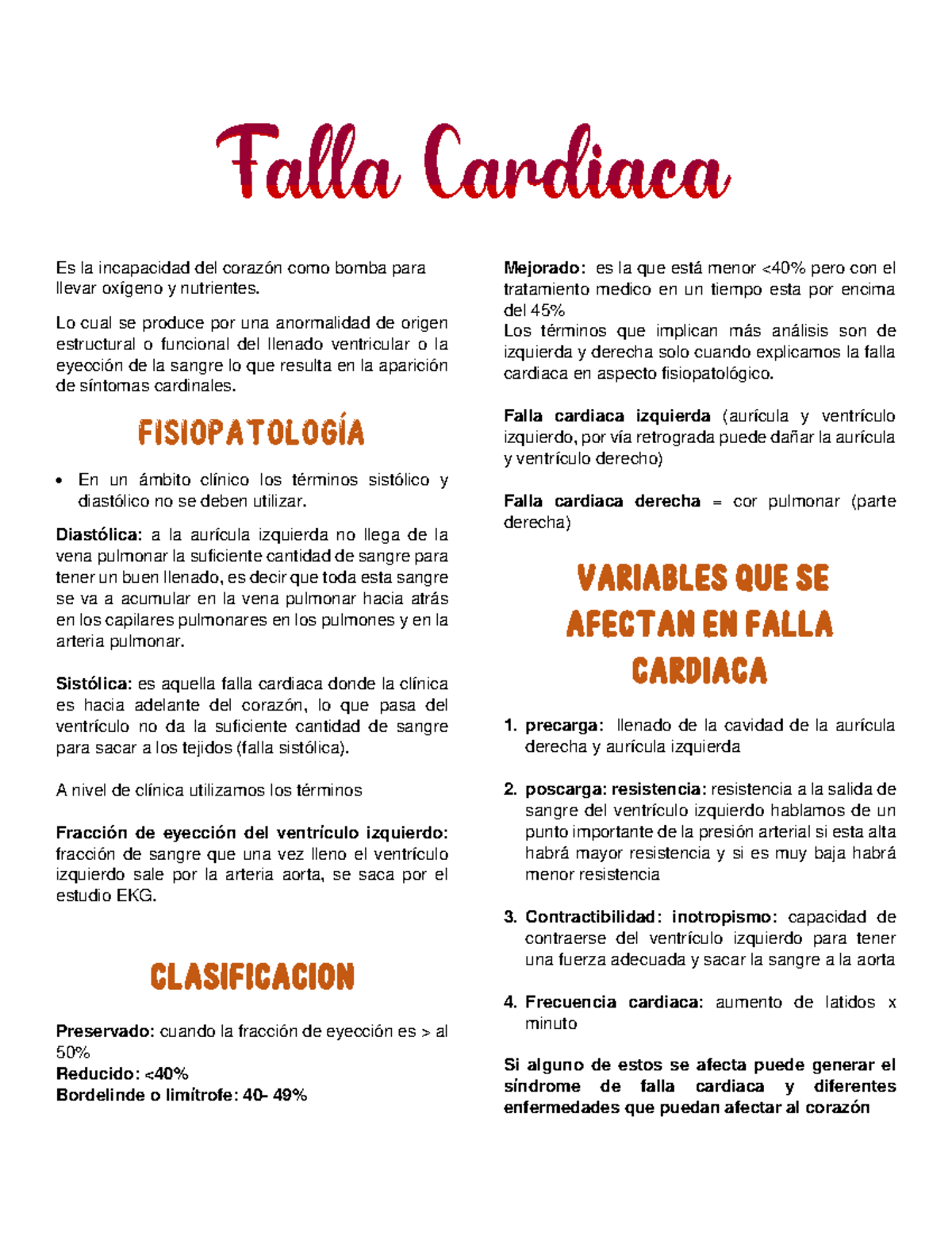 Falla Cardiaca apuntes de semiologia - Falla Cardiaca Es la incapacidad ...