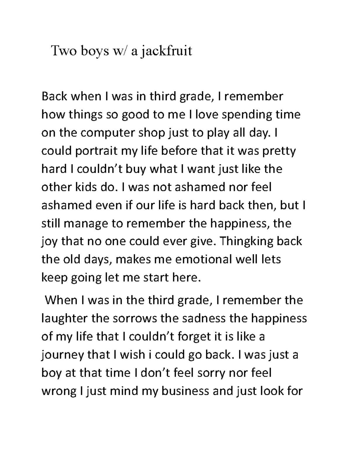 Two boys w - two - Two boys w/ a jackfruit Back when I was in third ...