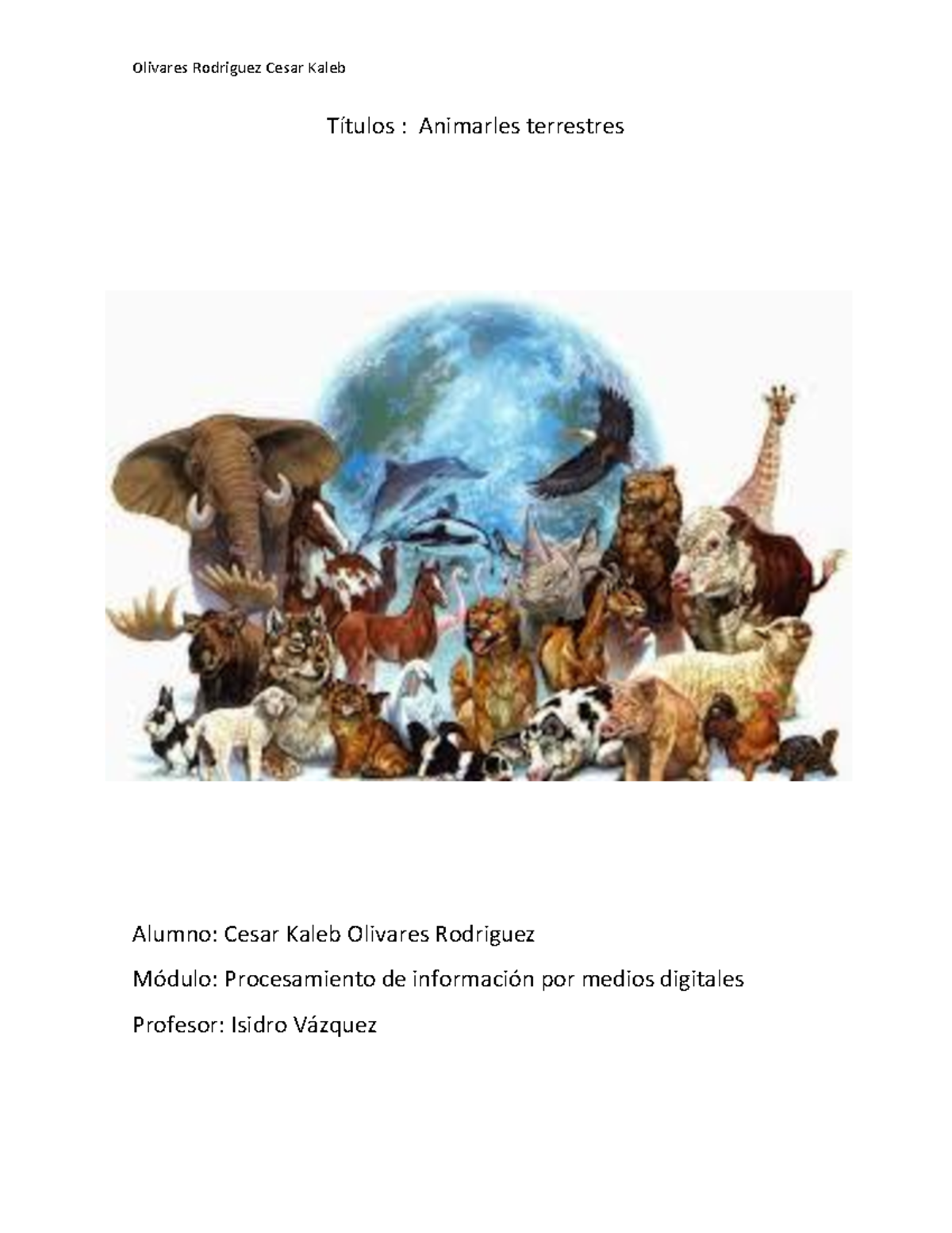 Animales terrestre - hola - Títulos : Animarles terrestres Alumno ...