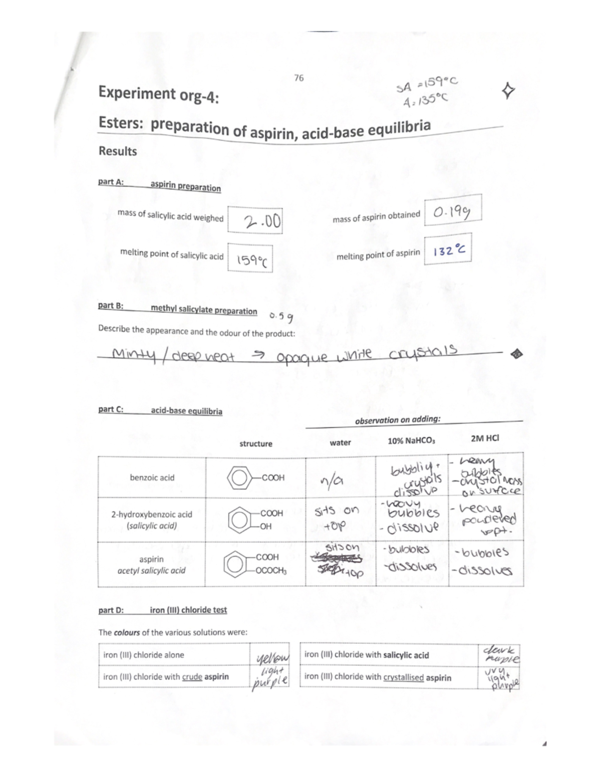 Experiment org-4 - nfjhfuehr - Physical sciences. Chemistry. - Studocu