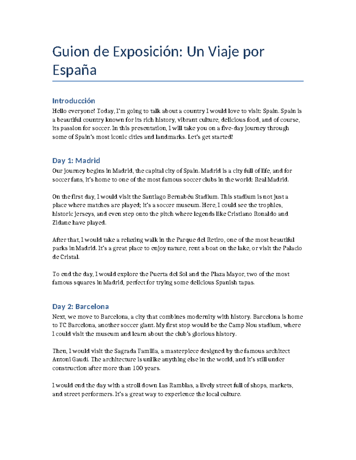 Guion de Exposicion Espana - Guion de Exposición: Un Viaje por España ...