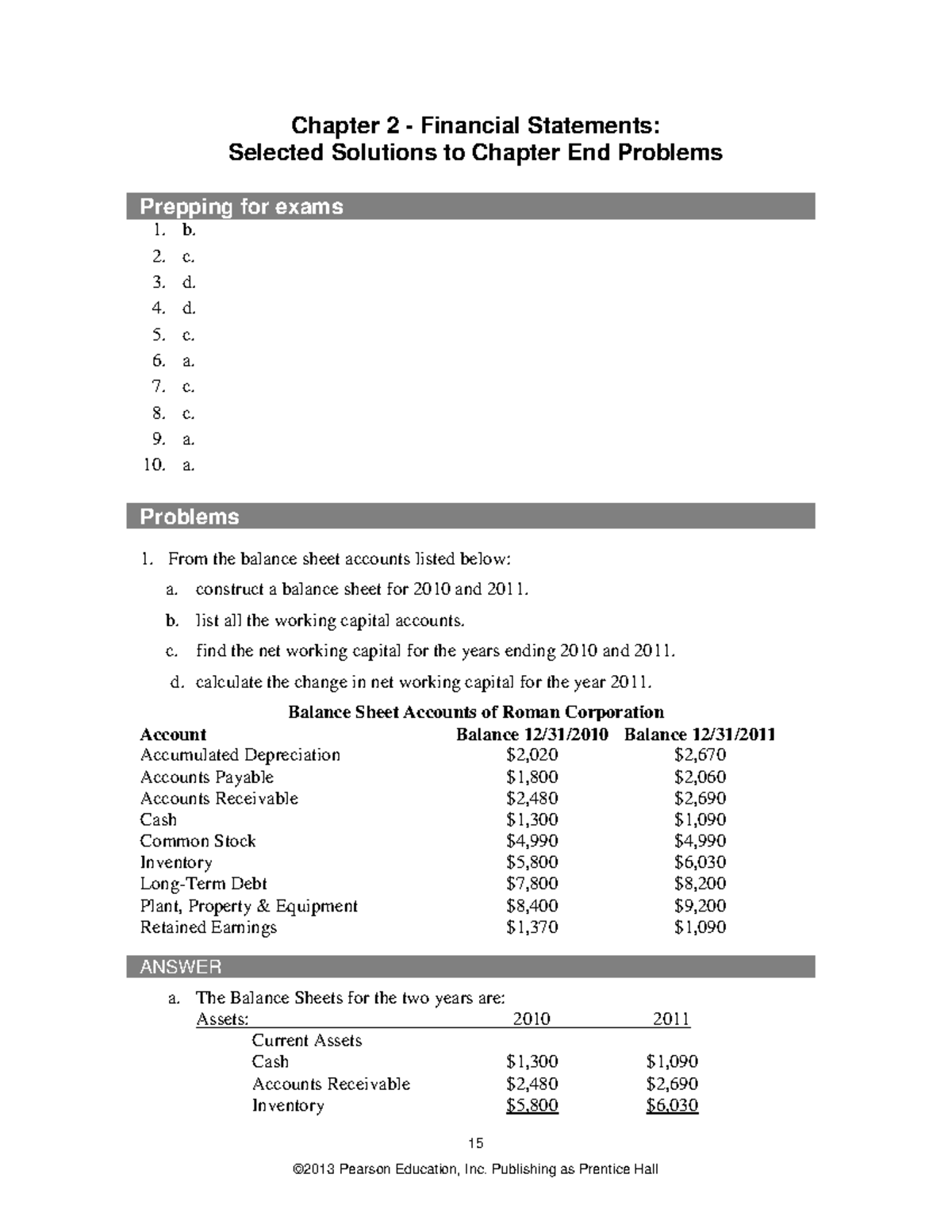 Ch02 solutions - 15 Chapter 2 - Financial Statements: Selected ...