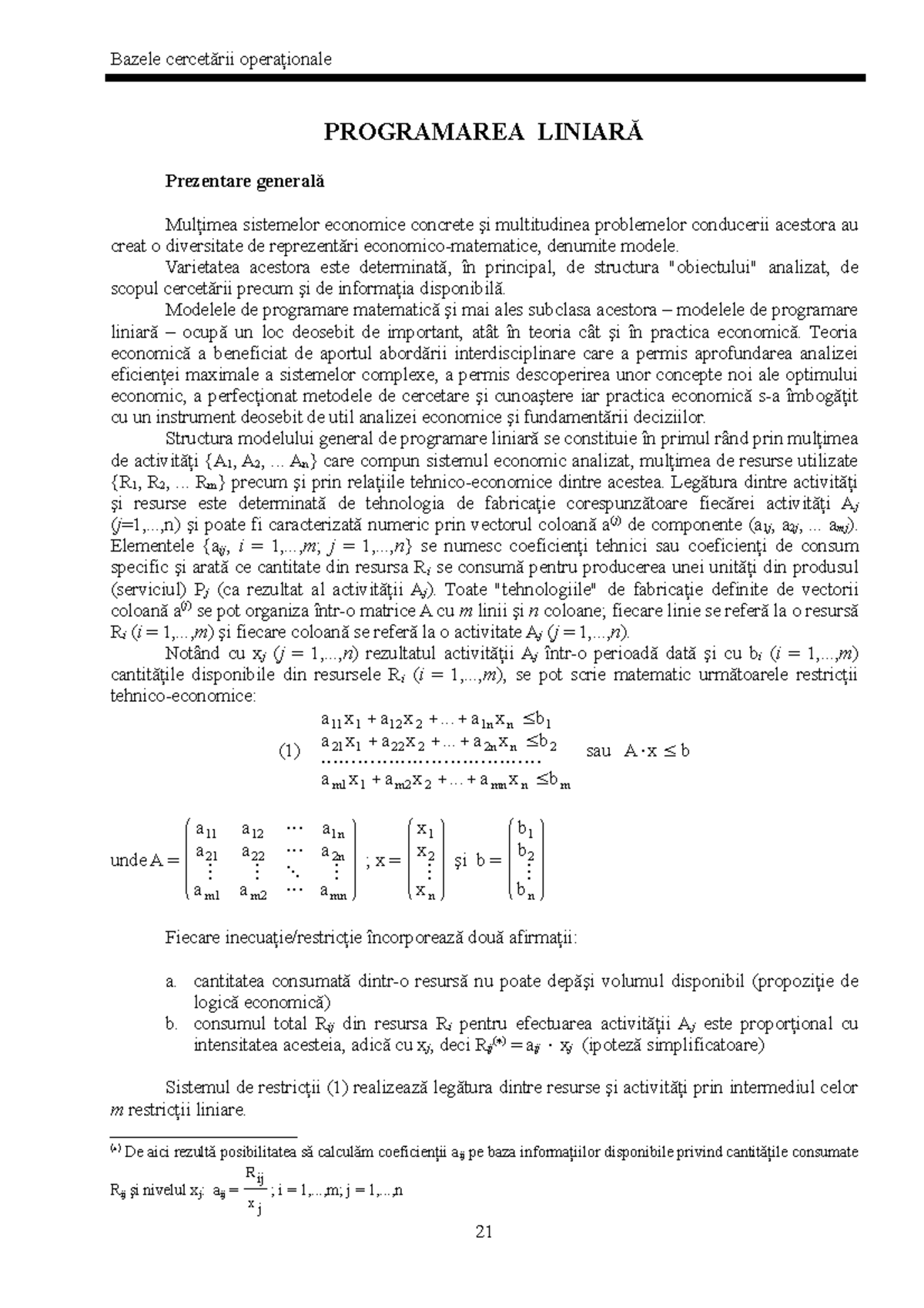 Programare liniara - Bazele cercetării operaţionale PROGRAMAREA LINIARĂ ...