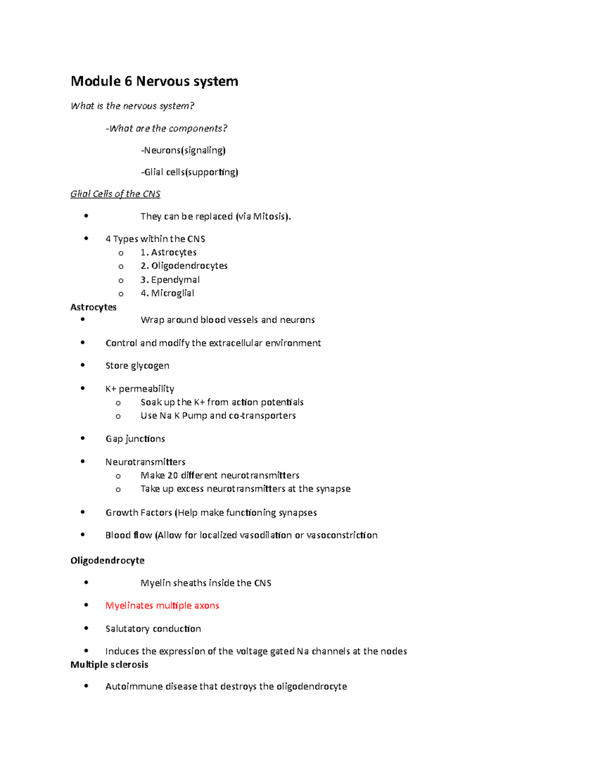 Module 6 Nervous system - Module 6 Nervous system What is the nervous system? -What are the ...