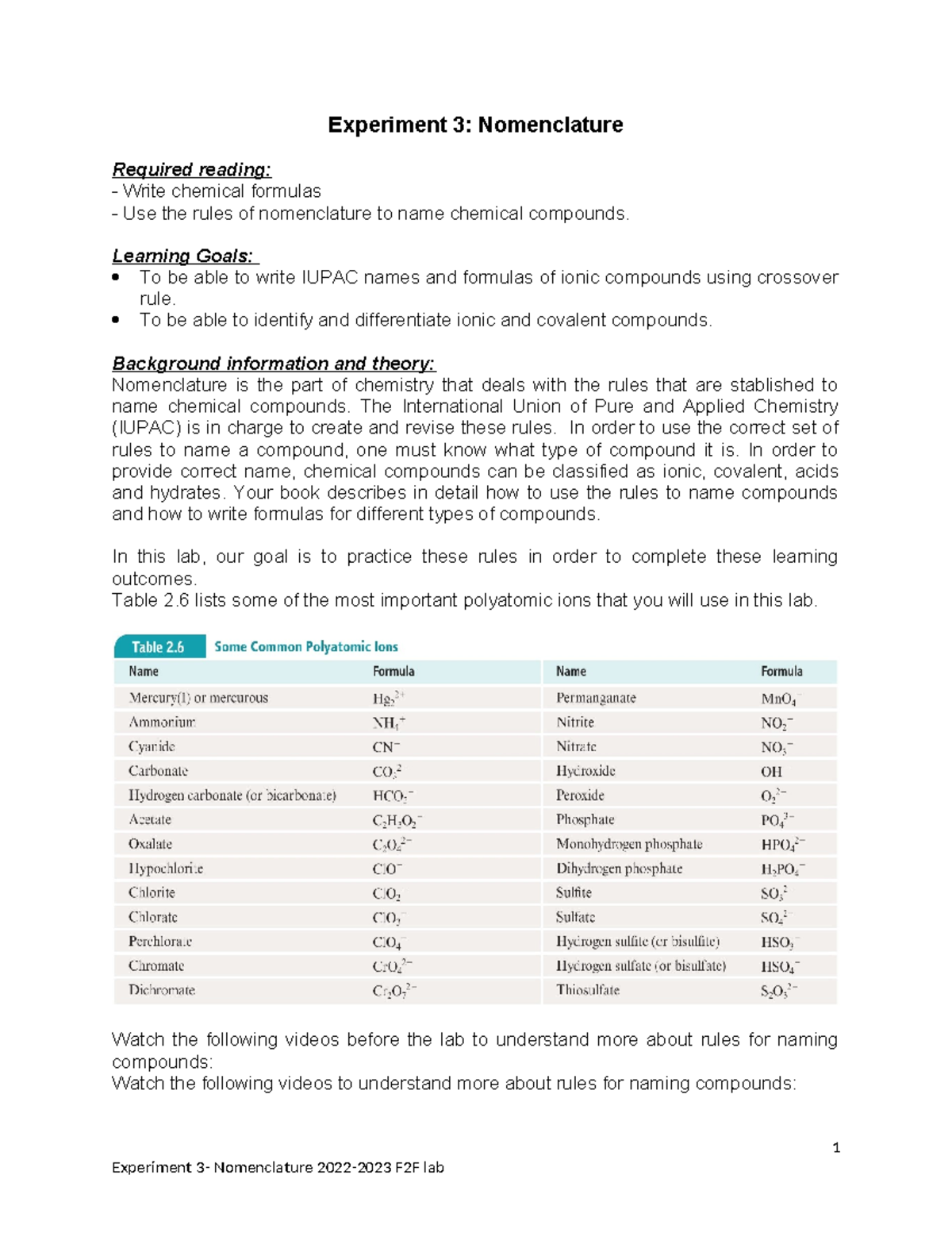 Experiment 3- Nomenclature (Completed) - Experiment 3: Nomenclature ...