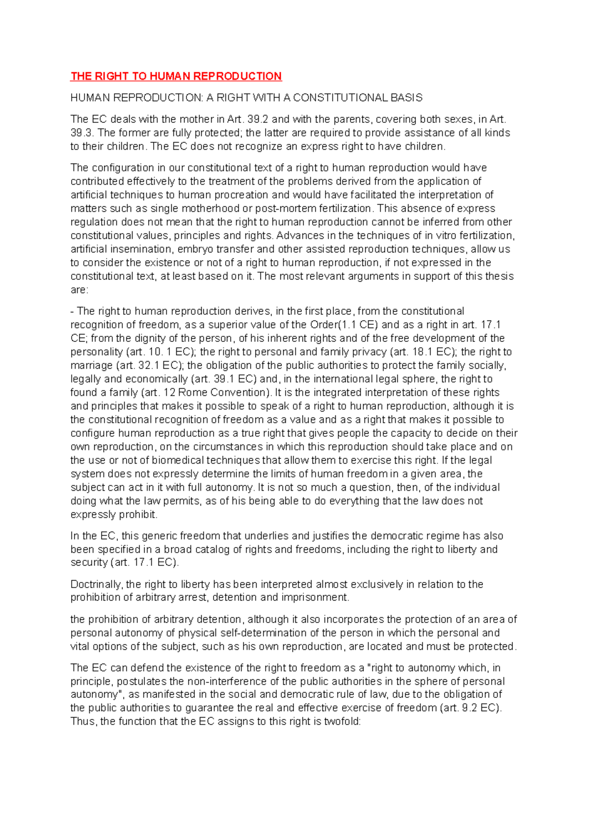 THE Right TO Human Reproduction 3 - THE RIGHT TO HUMAN REPRODUCTION ...