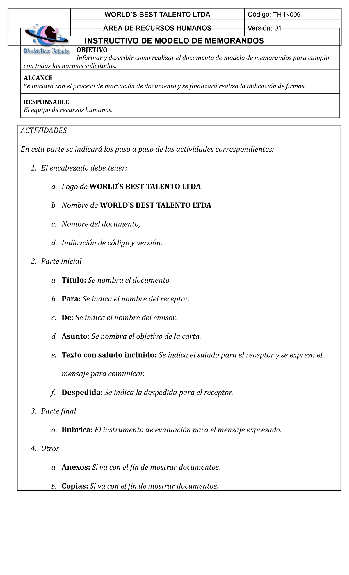 Formato de instructivo - OBJETIVO Informar y describir como realizar el ...